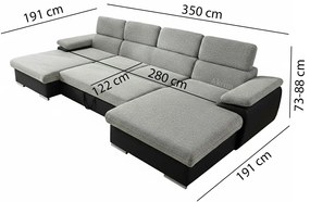 Sedací souprava COOL III | 191x350x191 cm | rozkládací + 2x úložný prostor | hnědá 04/68