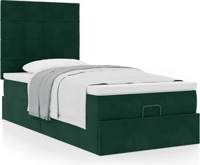 Osmanský rám postele s matracemi tmavě zelené 100x200cm samet 3313454
