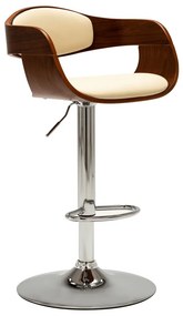 Barová židle krémová ohýbané dřevo a umělá kůže 283118