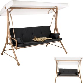 JU Zahradní houpačka pro 3 osoby, rozměry 230 x 136 x 188 cm, sklopné opěradlo