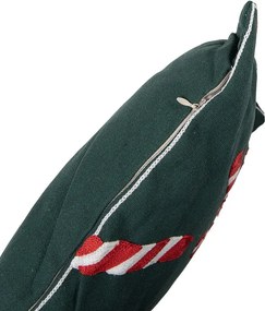 Zelený dekorační vánoční polštář cukrové hole Candy Cane – 45*45*4 cm