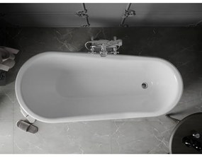 Mexen Retro, volně stojící vana 170 x 75 cm, bílá, chromové nohy, 53251707500-00