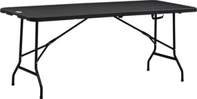 Skládací zahradní stůl Outsunny pro 6 osob, bufetový stůl se železnou konstrukcí, stůl v dřevěném vzhledu, HDPE, 180 x 75,5 x 73 cm, tmavě šedý | Aoso