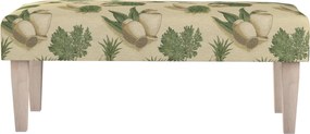 Dlouhá lavička 100x40cm barva béžová látka pletený vzor, vzorované