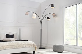 Noble Home Stojací lampa LEVERO, 200 cm, černá, šedá, bílá