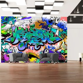 Fototapeta - Graffiti: modrý motiv 200x140 + zdarma lepidlo