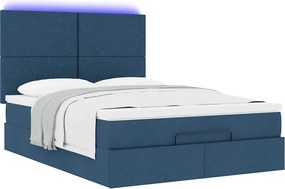 Osmanský rám postele s matrací modrá 140x200cm textil 3313933