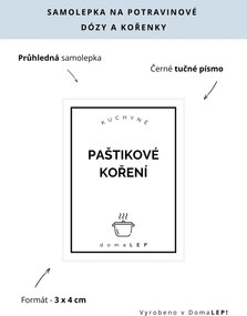 Samolepka na kořenky PAŠTIKOVÉ KOŘENÍ průhledná 3 × 4 cm tučné písmo