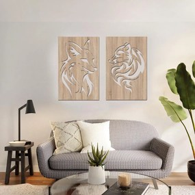 dřevo života Dřevěná dekorace na zeď LIŠKA Rozměry (cm): 60x93, Barevný vzor: Světlý dub