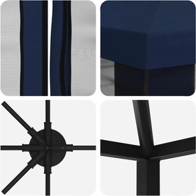 Zahradní altán se stěnami 6 x 3 m Modrá Polyester a ocel 3376025