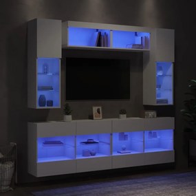 6dílná obývací stěna s LED osvětlením bílá 3216797