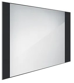 Černé zrcadlo do koupelny 80x60 s osvětlením a černým rámem NIMCO ZPC 41003-90