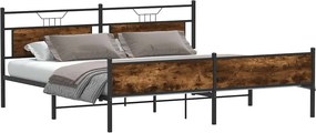 Kovový rám postele bez matrace kouřový dub 193 x 203 cm 3325116