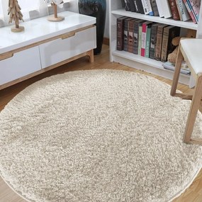Kulatý koberec v krémové barvě Šířka: 100 cm | Délka: 100 cm