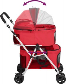 2patrový skládací kočárek pro psa červený 83x48x97 cm oxford 172206