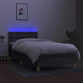 Box spring postel s matrací a LED tmavě šedá 90x190 cm textil 3133998