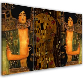 Obraz na plátně třídílný, Judyta s hlavou Holofernes - 90x60 cm