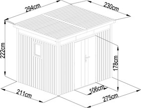 LANIT PLAST, s.r.o. plechový domek LANITPLAST MARBURG 108 ANTRACIT LG4018