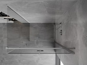 Mexen Mist-F T, 1-křídlý ​​skládací sprchový kout pravý 80 x 85 cm, čiré sklo, chromový profil, 8A6T-080-085-01-00-P