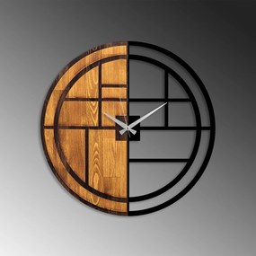 Wallexpert Dekorativní nástěnné dřevěné hodiny Wall, Ořech, Černá