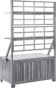 Úložný box s treláží šedý 99x55x160 cm masivní akáciové dřevo 311882
