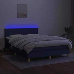 Box spring postel s matrací a LED modrá 140x200 cm textil 3133563