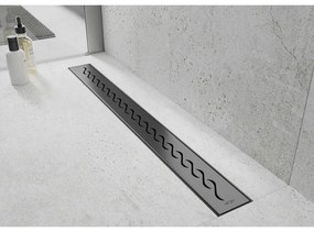 Mexen Flat nerezový sprchový žlab 60 cm, vzor M18, černá, 1723060-15