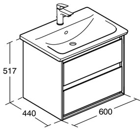 Ideal Standard Connect Air- Skříňka pod umyvadlo 60cm, 2 zásuvky, Lesklý světle šedý + matný bílý lak E0818EQ