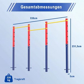 Costway Stahovací tyč vodorovná tyč výškově nastavitelná 80-172 cm z pozinkované