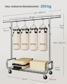 Věšákový stojan na kolečkách HSR014E01