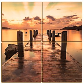 Obraz na plátně - Krásný západ slunce nad jezerem - čtverec 3164FE (60x60 cm)