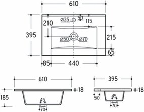 COMAD Zápustné umyvadlo - UM 2060-RB DANCE 60, 60 cm, keramické, lesklá bílá