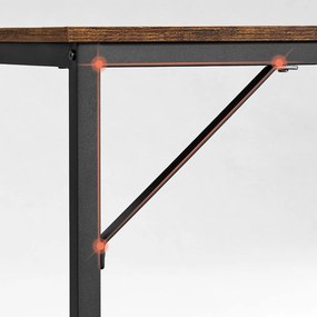 Psací stůl s kovovým rámem, malý kancelářský stůl, 140 cm, rustikální hnědý