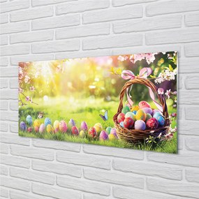 Skleněný panel Basket vejce květina louka 125x50 cm