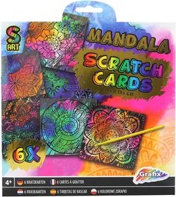 GRAFIX Škrabací obrázky Duhové mandaly 6ks / 19,5 x 19,5 cm / od 4 let