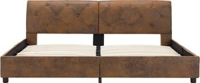 Rám postele hnědý umělá broušená kůže 160 x 200 cm 284892