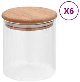 Skleněné dózy s bambusovým víčkem 6 ks 600 ml 150694