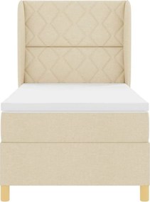 Postel s boxspringem s čelo Krémová 200 x 100 cm textil 3340807