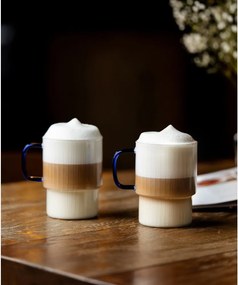 Modré skleněné hrnky v sadě 2 ks na cappuccino 350 ml Livio – Vialli Design