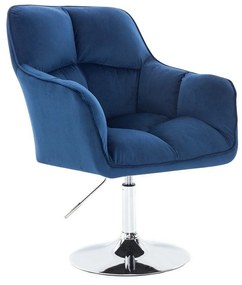 LuxuryForm DESIGN Otočné křeslo AMALFI VELUR na stříbrném talíři - modré