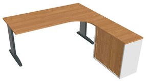 Sestava stolu a skříně levá 180 cm - Hobis Flex FE 1800 HR L Dekor stolové desky: olše, Barva nohou: černá