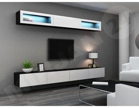 Obývací stěna Zigo XI, Osvětlení: osvětlení LED - bílé, Barva: šedá / šedá lesk