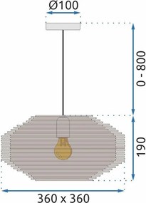 Toolight, bambusové závěsné svítidlo ve stylu BOHO NATURAL 1xE27 APP884-1CP, OSW-05244