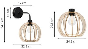 Nástěnné svítidlo Timber 9, 1x dřevěné stínítko