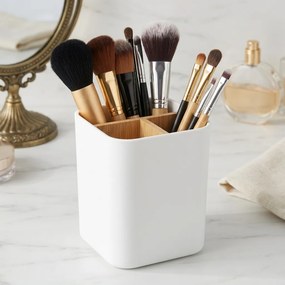 Arte Regal Kosmetický stojan s 3 přepážkami - na make-up, štětce, kartáčky BERILO, bílý