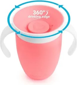 Munchkin - Juniorský netekoucí hrneček 360°s oušky 207 ml-růžový / od