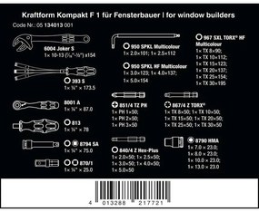 Wera 134013 Šroubovací nástroje Kraftform Kompakt F 1 pro výrobce oken (Sada 35 dílů)