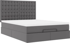 Osmanský rám postele s matrací šedá 140x190cm umělá kůže 3313004