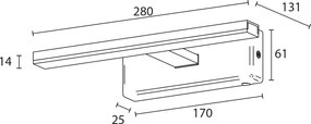 Sapho Sapho, ESTHER LED svítilna, 6 W, 280x62x131 mm, IP44, chrom, E26374CI