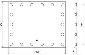 Mexen Dona, LED koupelnové zrcadlo s podsvícením 100 x 80 cm, 6000K, ochrana proti zamlžování, 9818-100-080-611-00